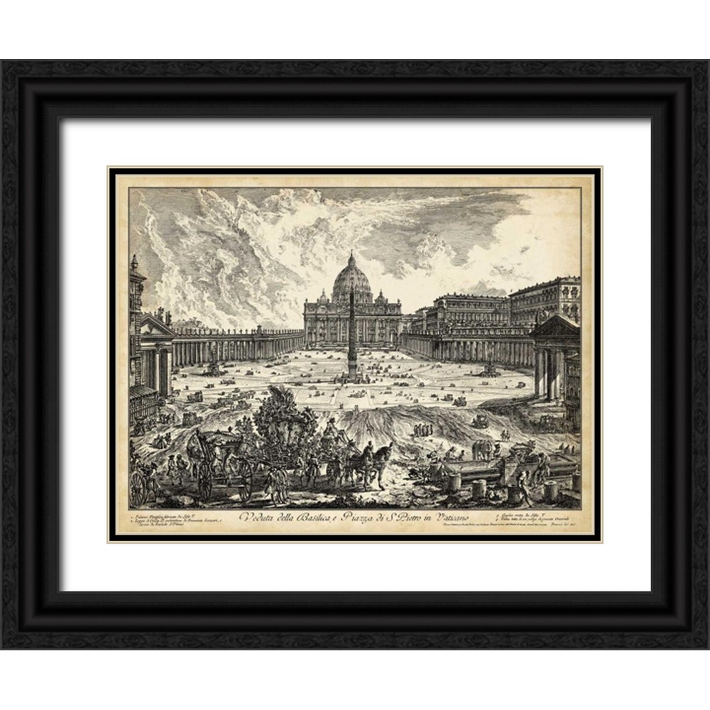 Piranesi 14x12 Black Ornate Wood Framed with Double Matting Museum Art ...