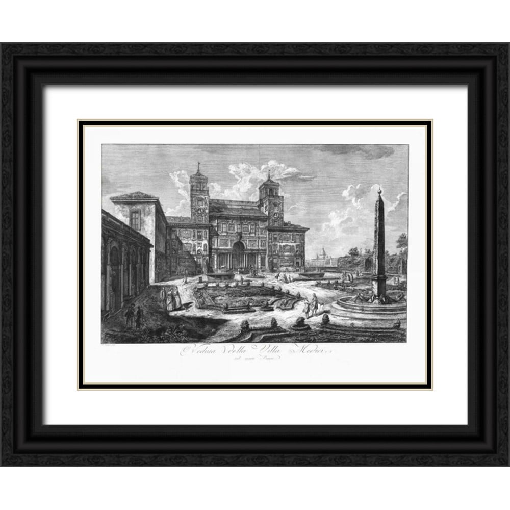 Piranesi 14x12 Black Ornate Wood Framed with Double Matting Museum Art ...