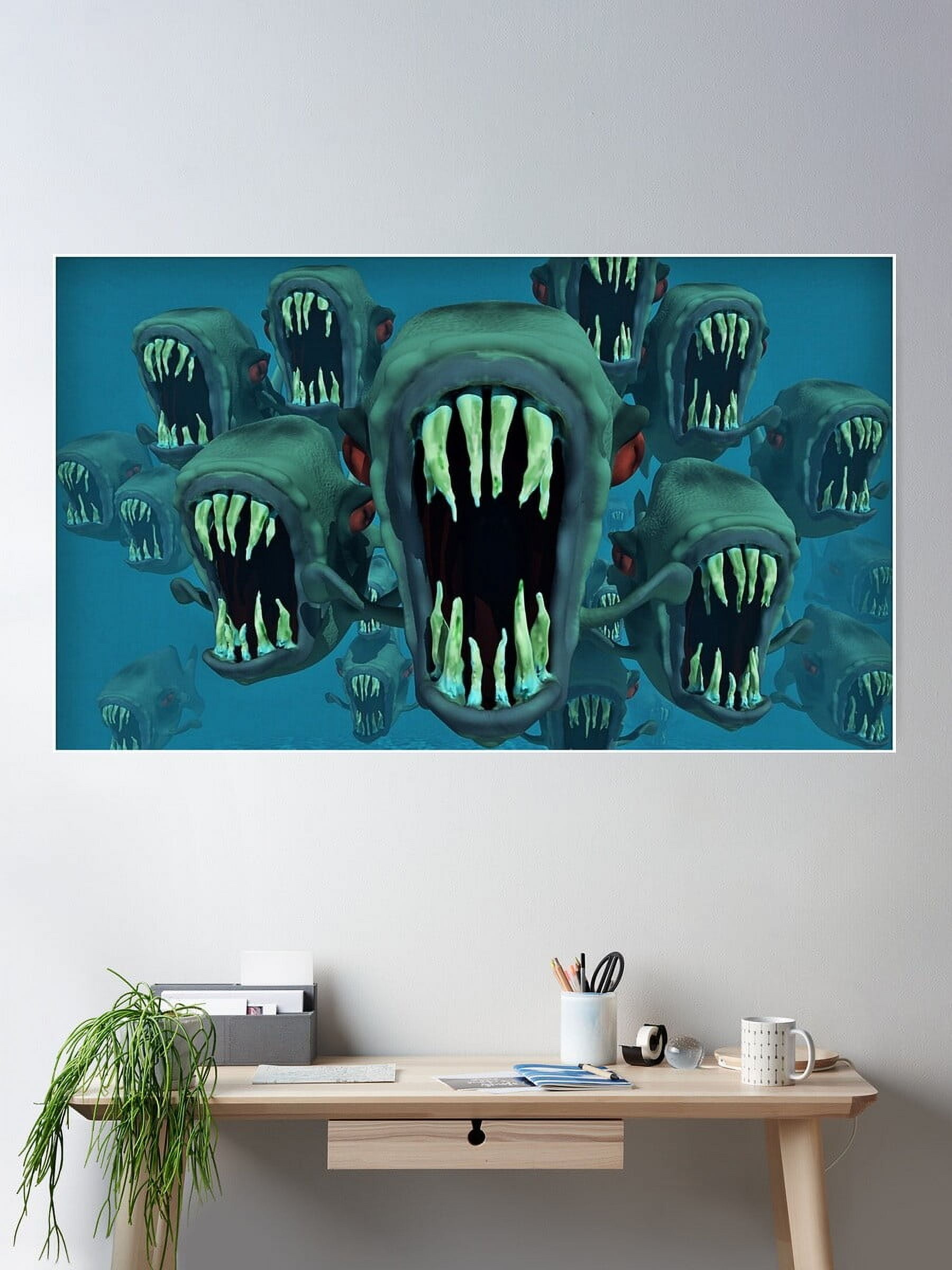 Piranha Attack! Poster Wall Art, Modern Wall Decor For Living Room ...