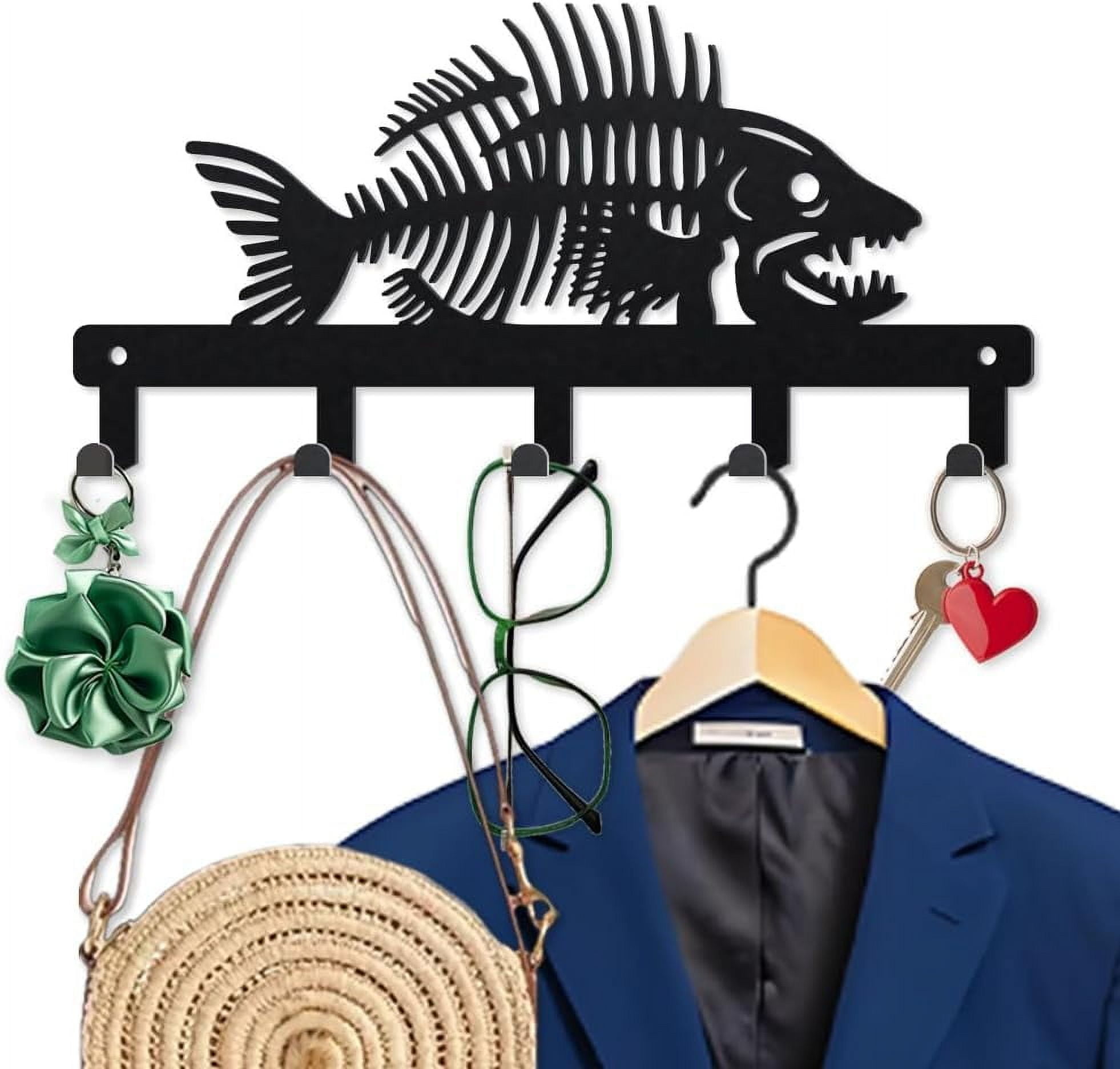 Piranha Bone Key Holder Wall Mount 4.7×9.8inch Unique Fish Skeleton ...