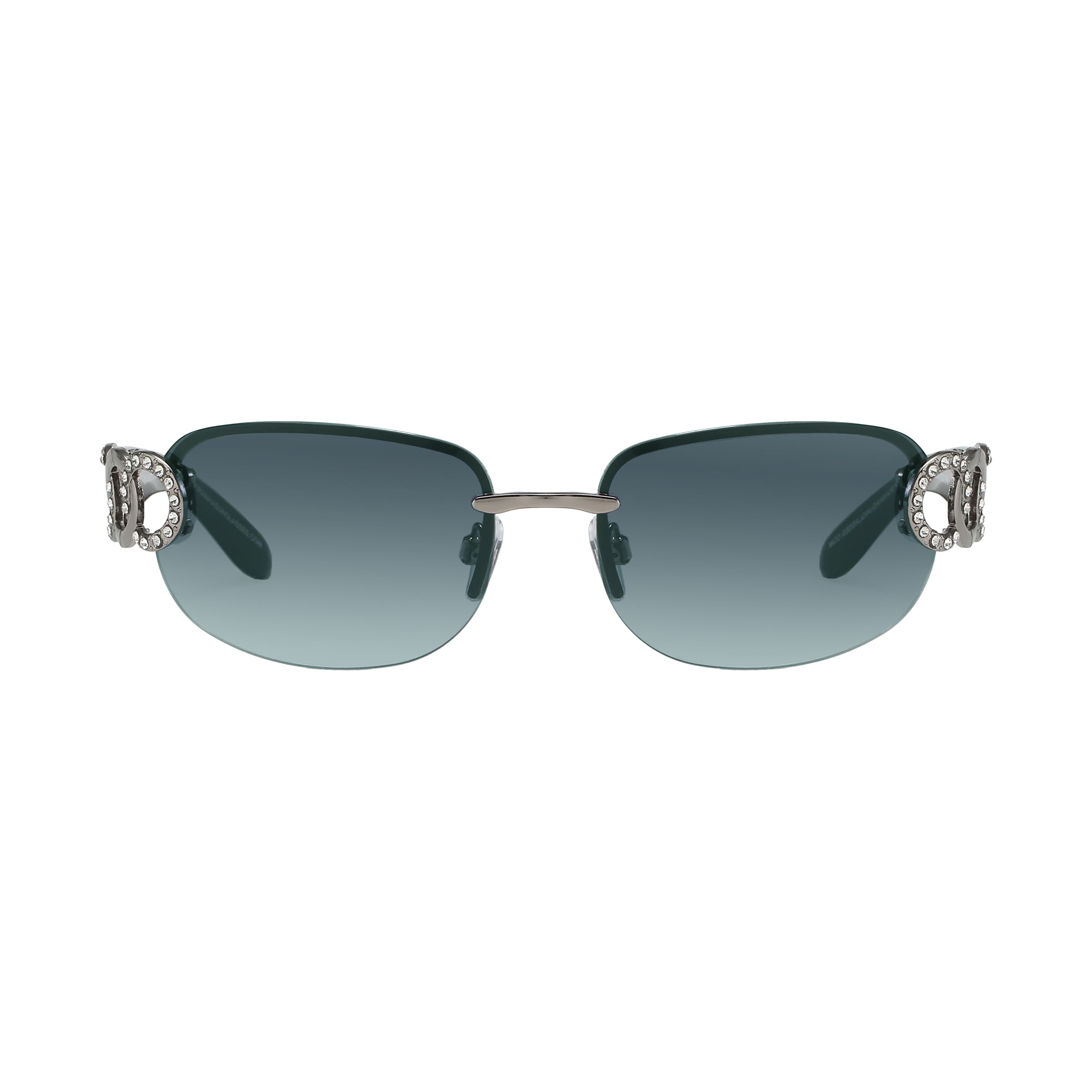 Piranha Chloe Oval Semi-Rimless Sunglasses with Smoky Teal Lenses and ...
