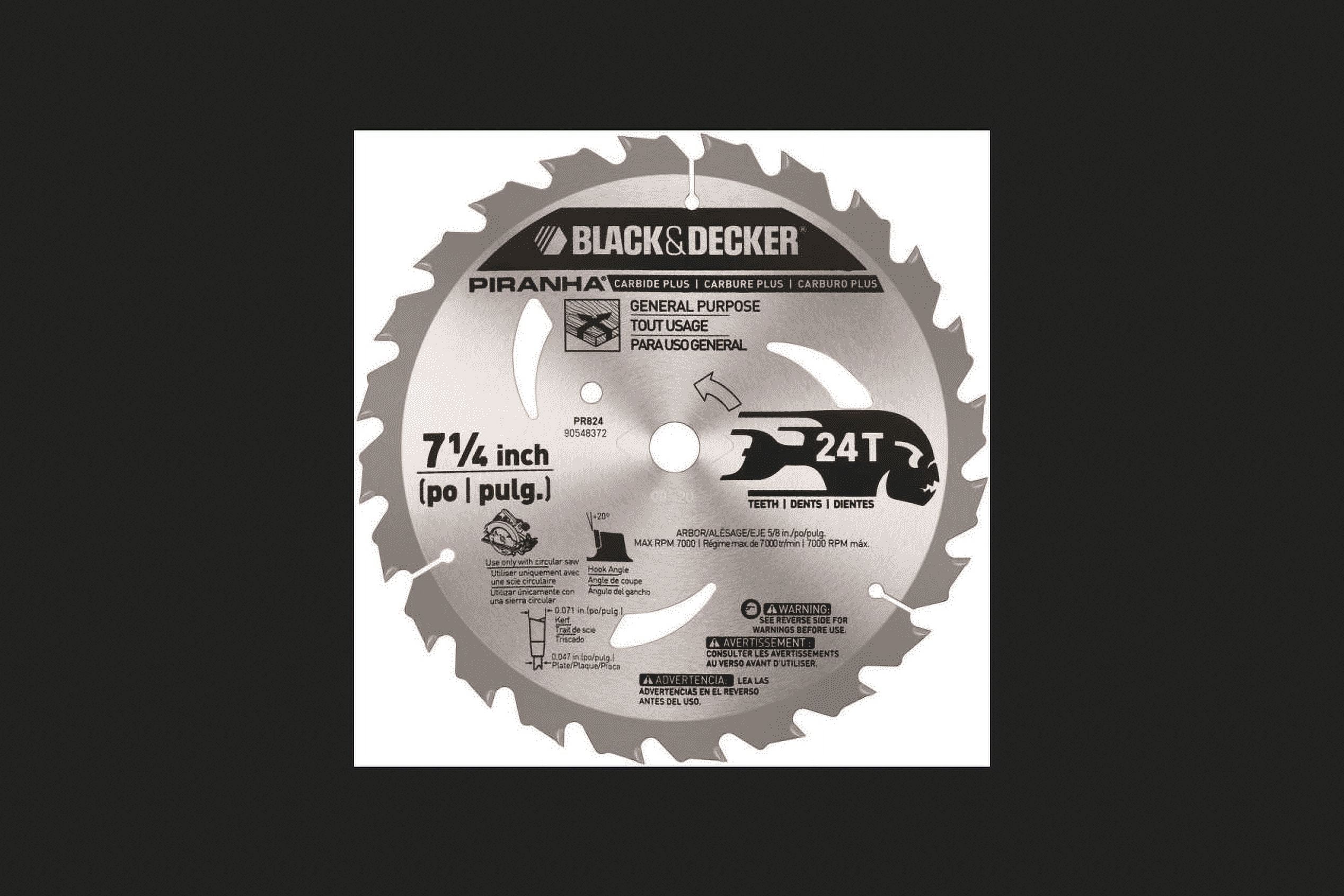 Piranha PR824 General Purpose Circular Saw Blade, 7-1/4 in Dia x 0.047 ...