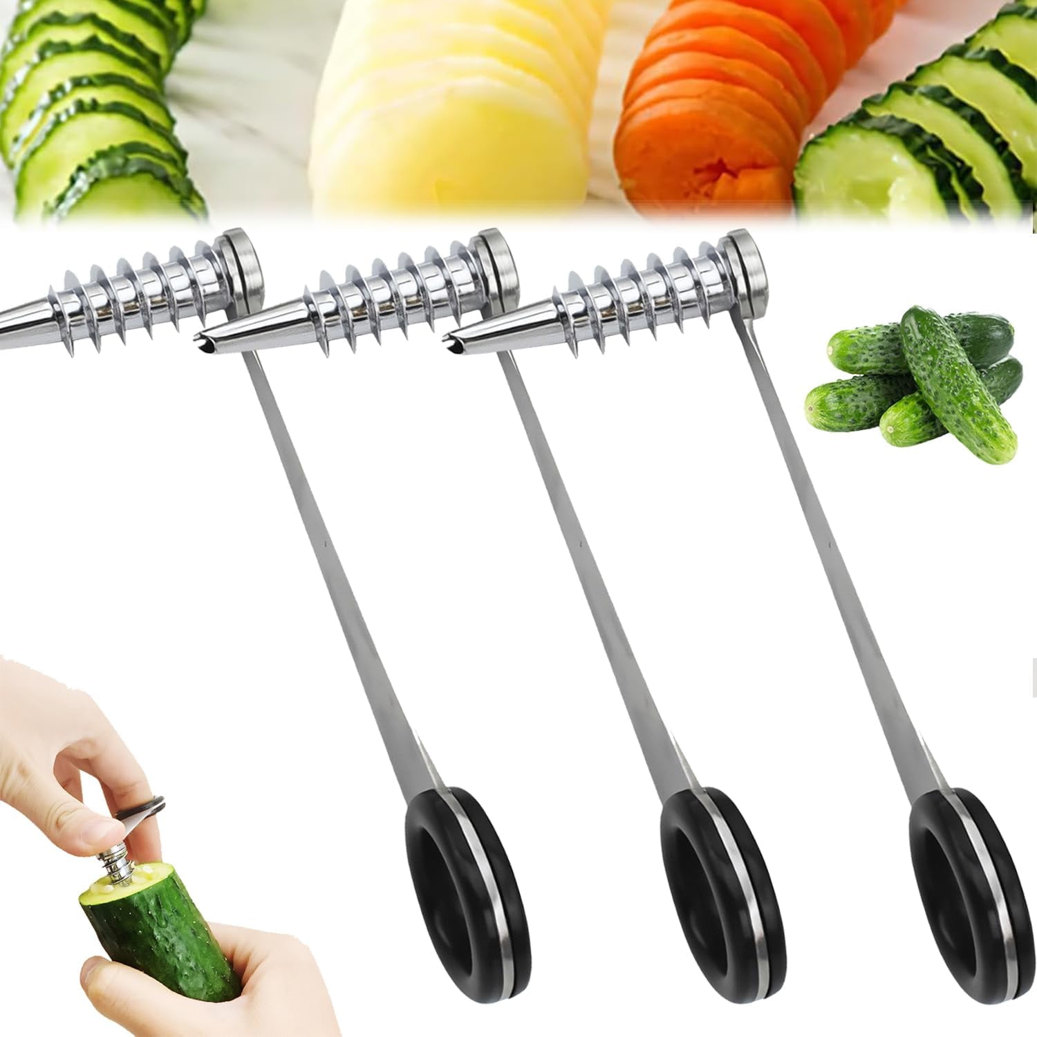 Piranha Spiral Cutter, Stainless Steel Spiral Cutter for Veggies ...