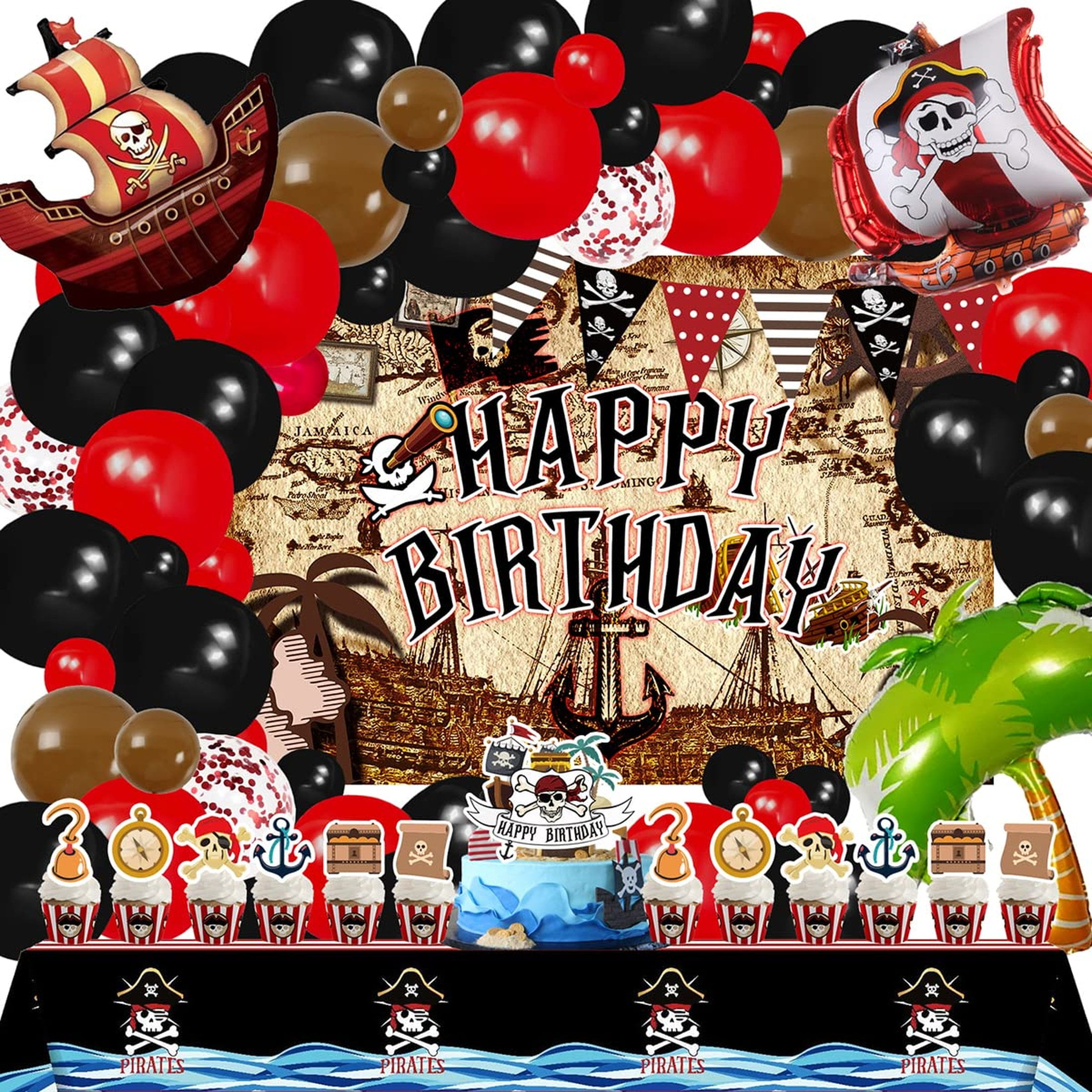 Pirate Adventure Party Pack - Complete Pirate Birthday Decorations Set ...