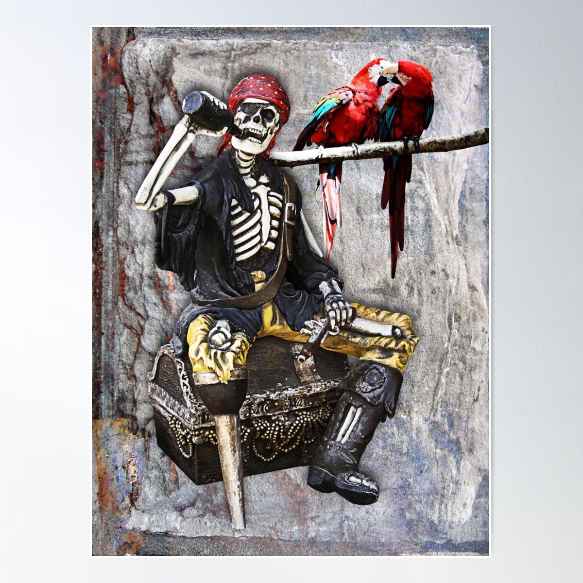 Pirate And Parrots Poster Wall Art, Modern Wall Decor For Living Room ...