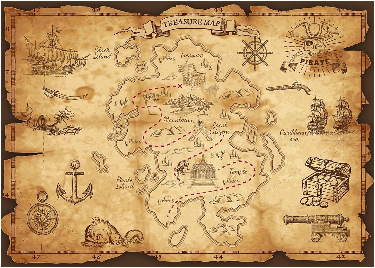 Pirate Backdrop Pirate Map Backdrop Pirate Backdrop for Party Treasure ...