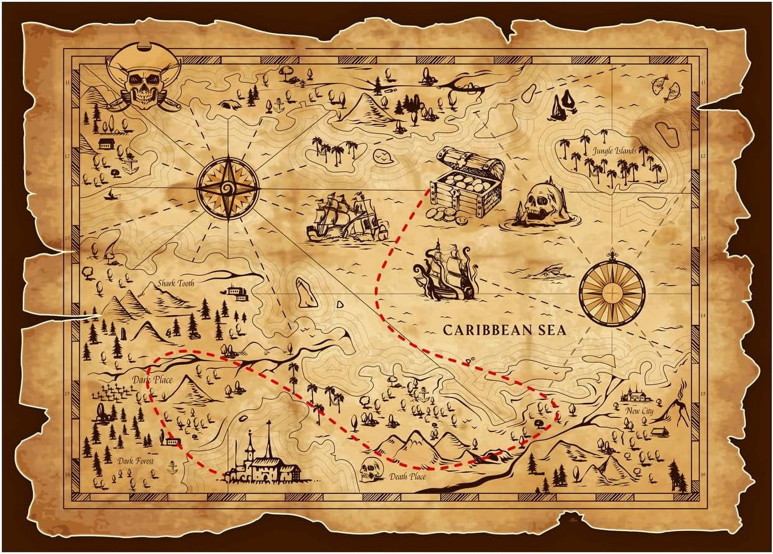 Pirate Backdrop Pirate Map Backdrop Pirate Backdrop for Party Treasure ...