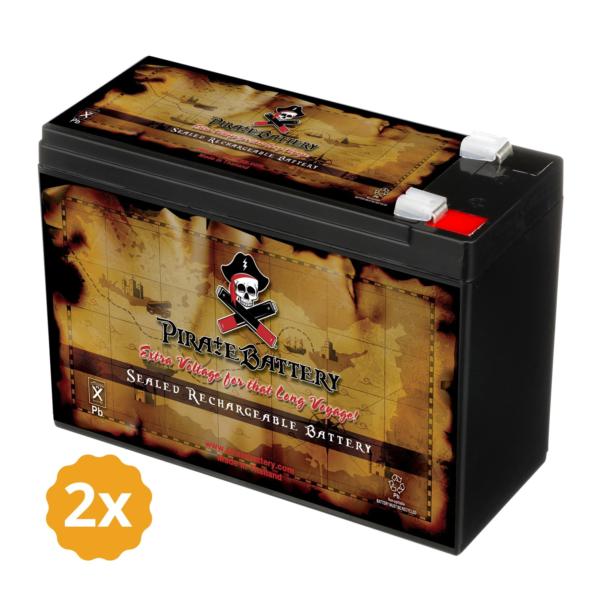 Pirate Battery 12V 10AH Batteries 2PK - Walmart.com
