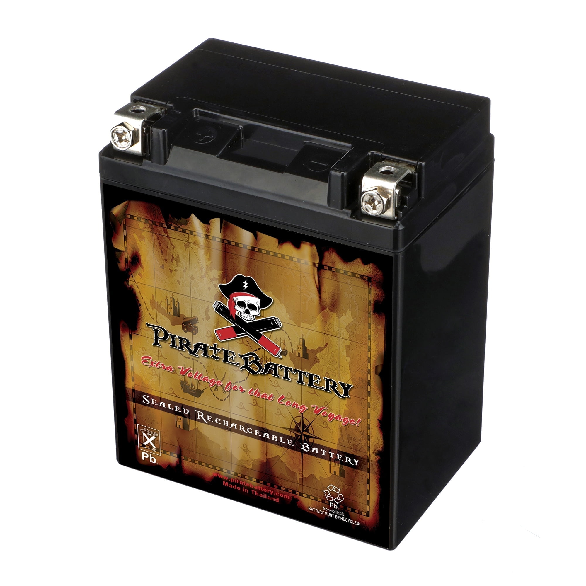 Pirate Battery YB14A-A2 (14A-A2 12 Volt,14 Ah, 190 CCA) Motorcycle ...
