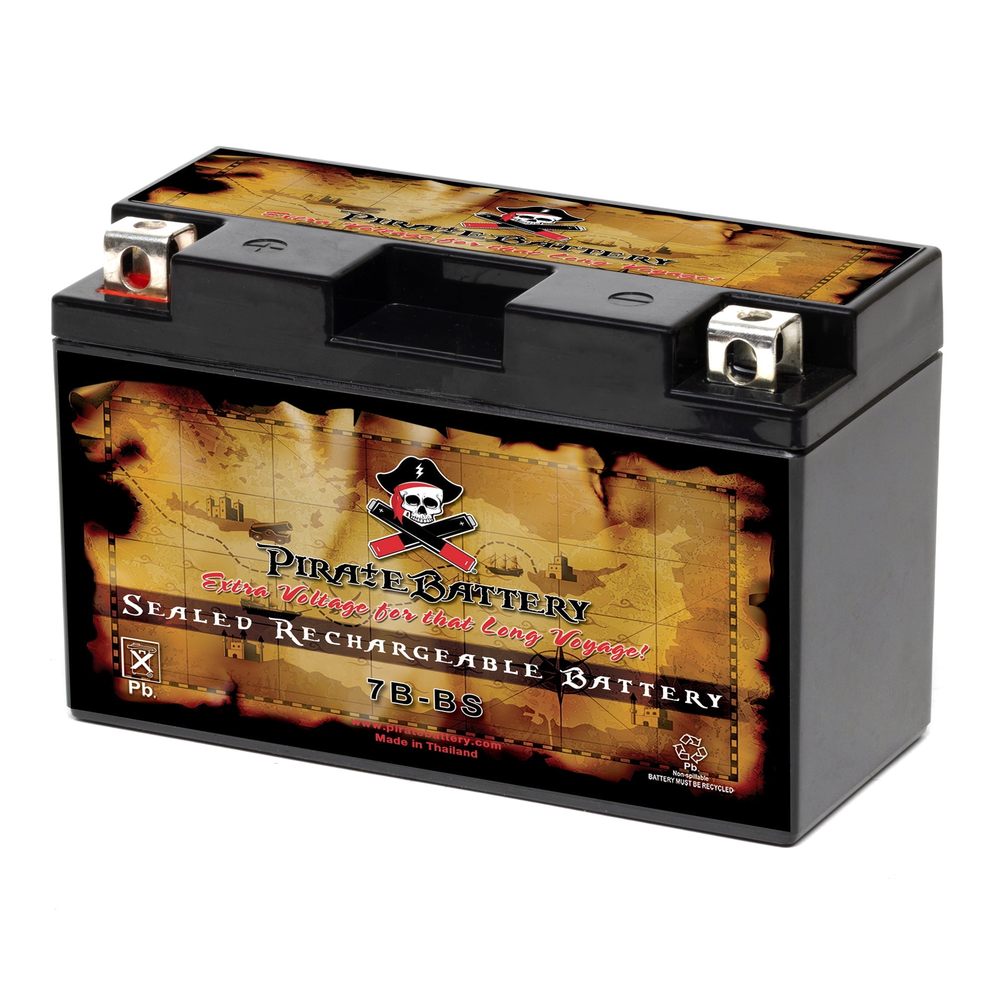 Pirate YT7B-BS High Performance Sealed AGM Motorcycle Battery ...