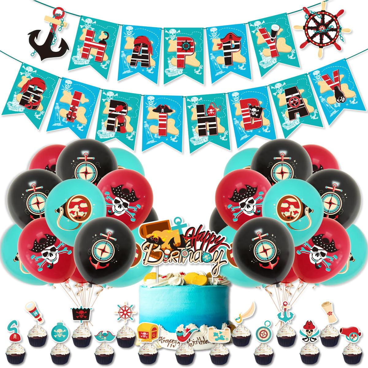 Pirate Birthday Party Decorations for Man AFN1Boy Kid,Pirate Party ...