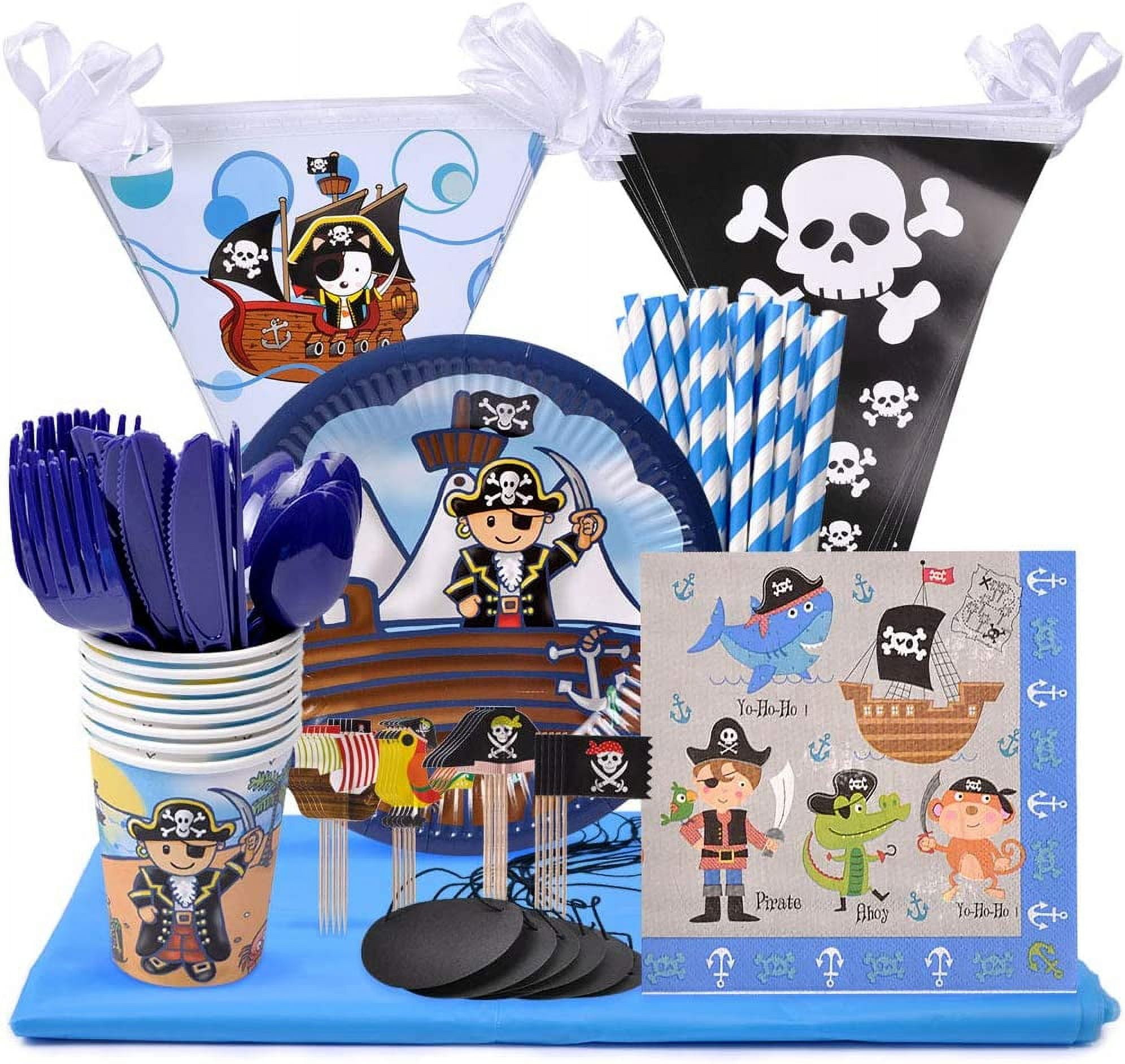 eZAKKA Pirate Birthday Party Kit, 109 Piece Set with Decorations ...