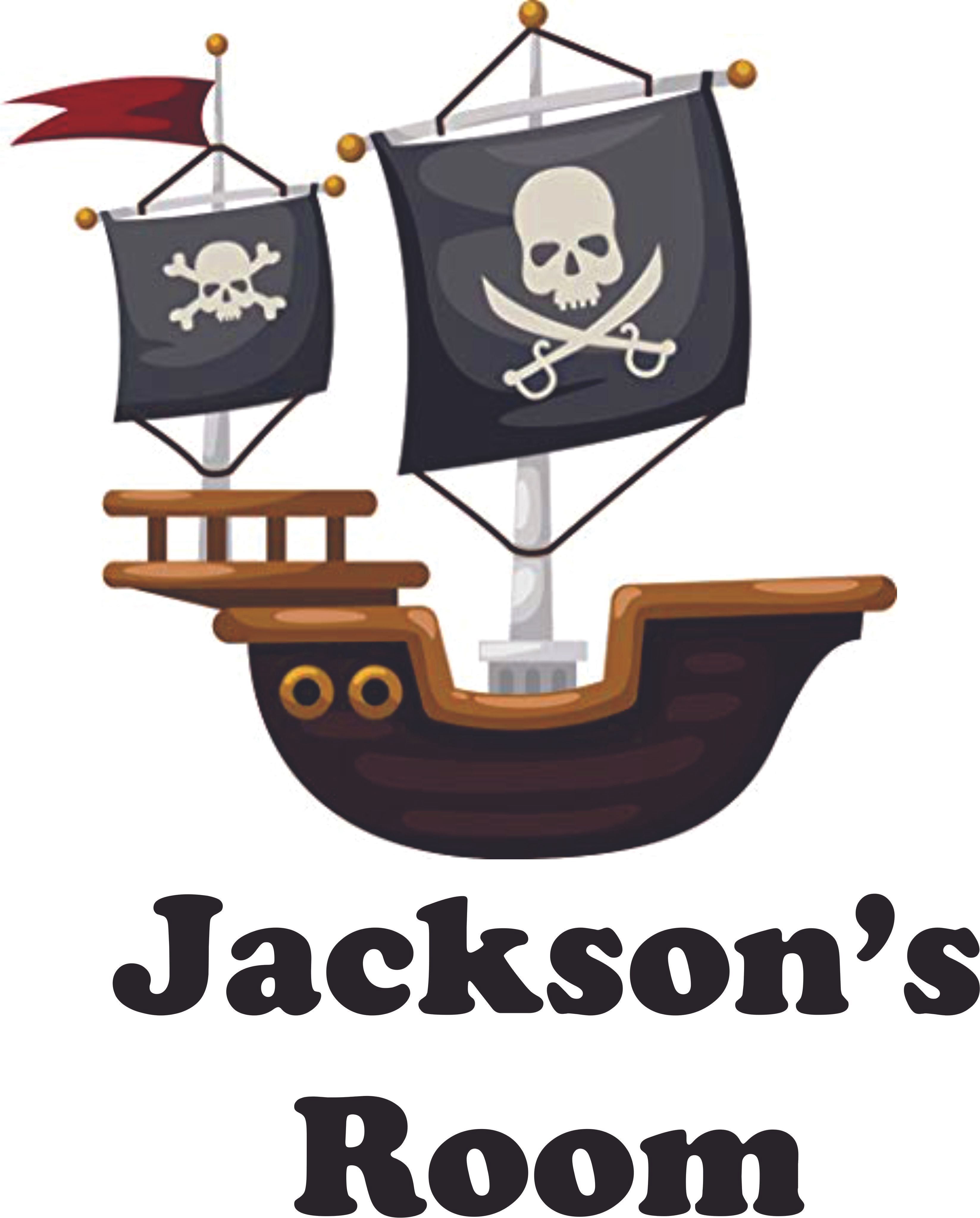 Pirate Boat With Flags Personalized Name Custom Names Pirate Ship Wall ...