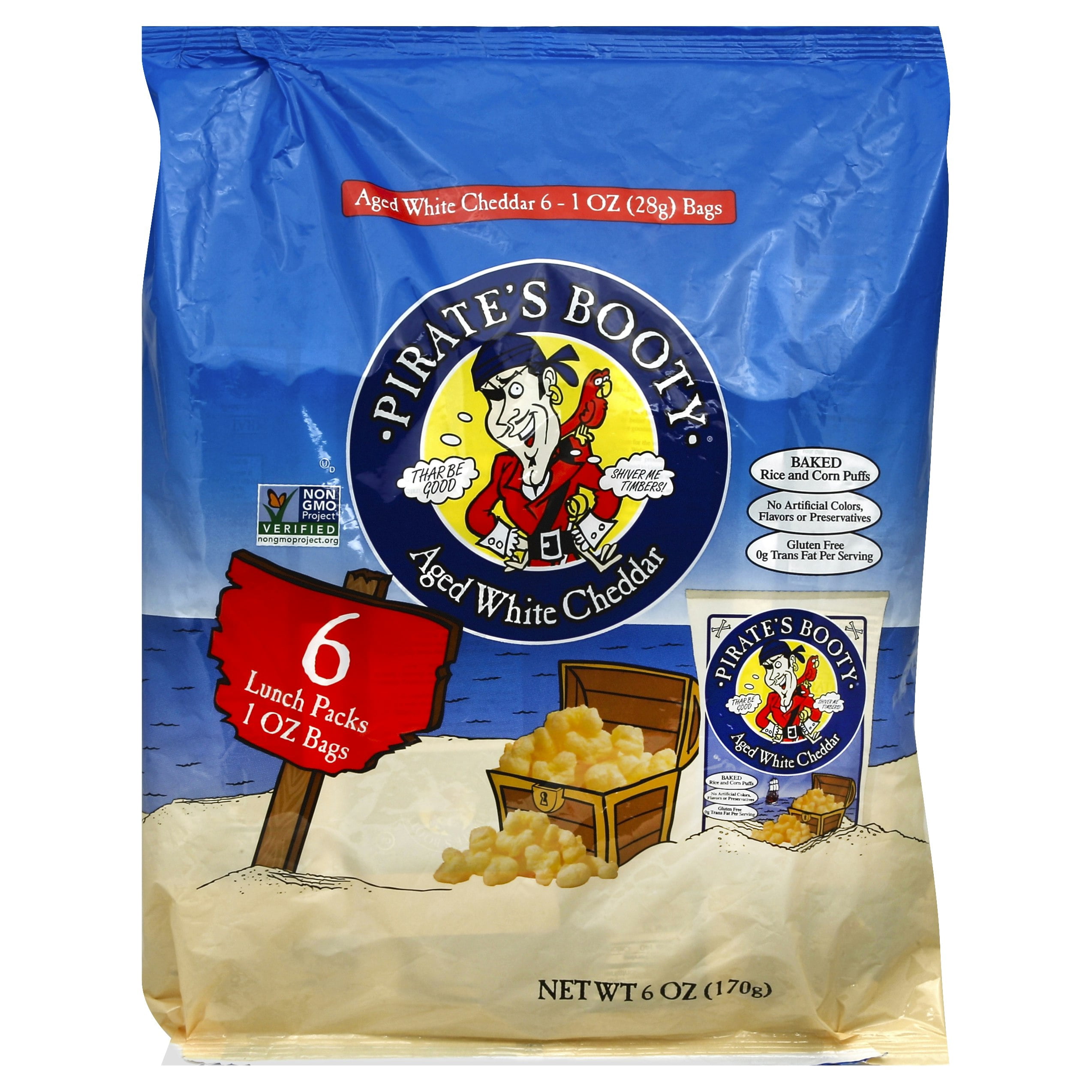 Pirate Brands Aged White Cheddar Non-GMO 6 Pack (Pack Of 12) - Walmart.com
