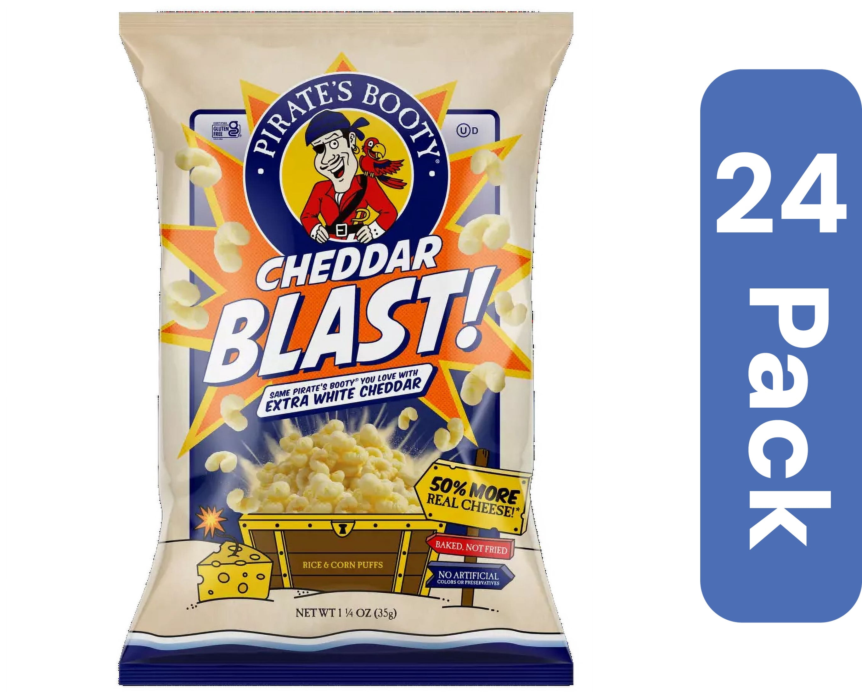 Pirate Brands Cheddar Blast Puffs 1.25 oz (Pack of 24) - Walmart.com
