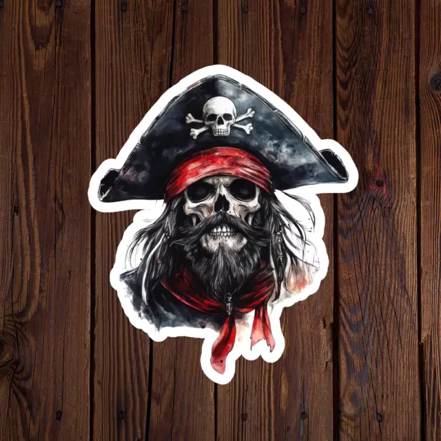 Pirate Capitan Skull Sticker Black Beard Sea Laptop Window Sticker ...