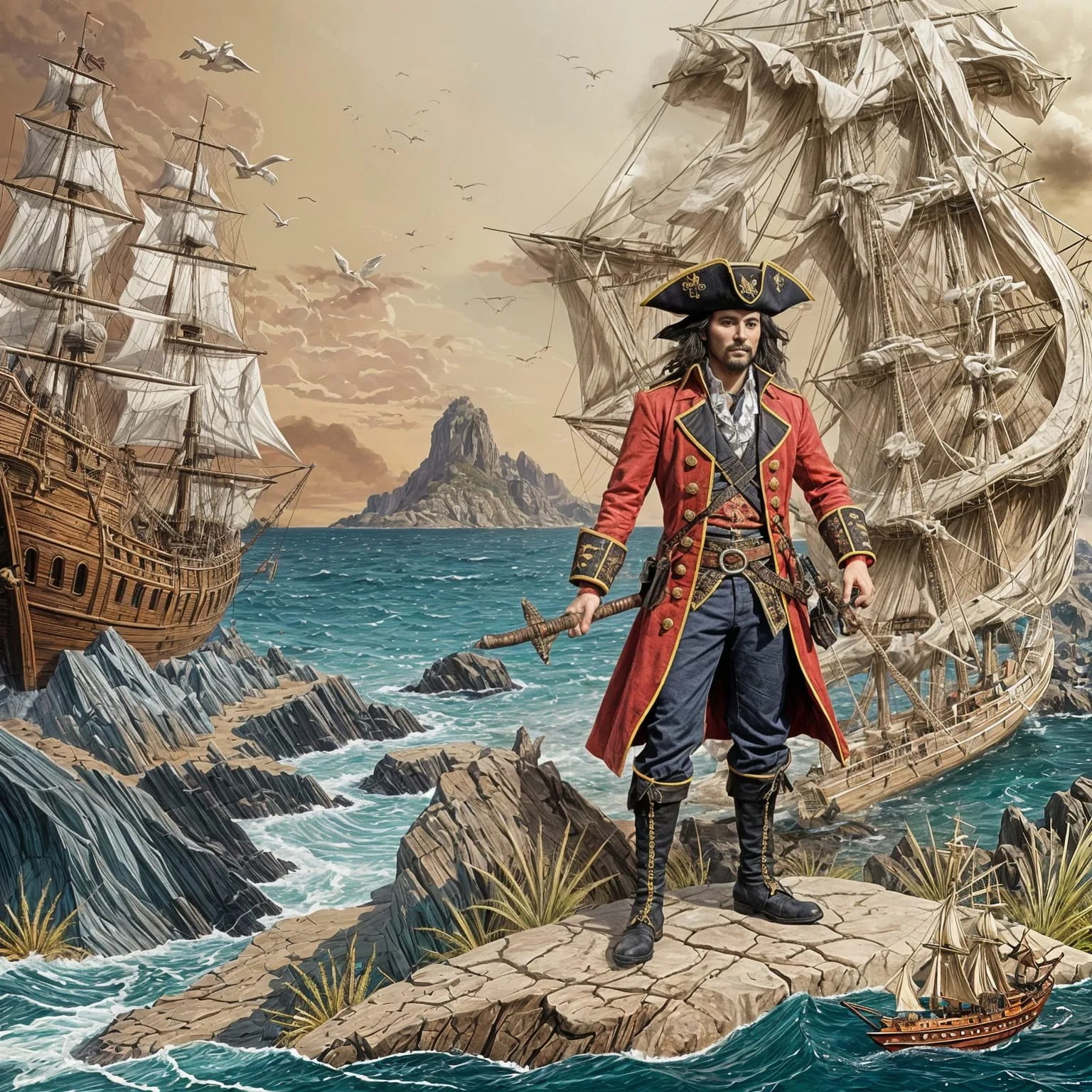 Pirate Captain 300 pieces of adult wooden Puzzle Brain Challenge Puzzle game - casual ...