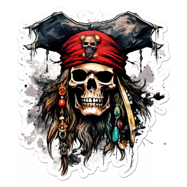 Pirate Captain Skull Sticker Indoor Outdoor Phone Decal Water Bottle ...