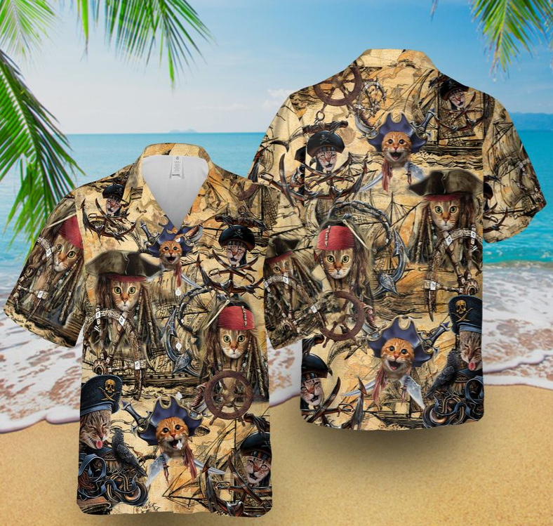 Pirate Cat Hawaiian Shirt - Walmart.com