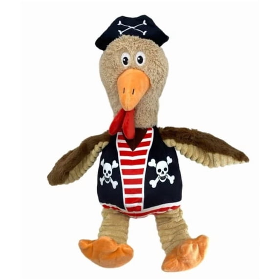 Pirate Chicken Dog Toy – 18 Inch Plush Squeaky Dog Toy with Internal ...