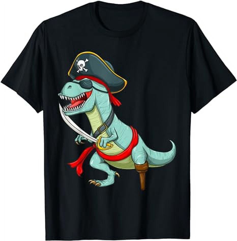 Pirate Dinosaur T Rex Funny Tyrannosaurus Halloween Costume T-Shirt ...