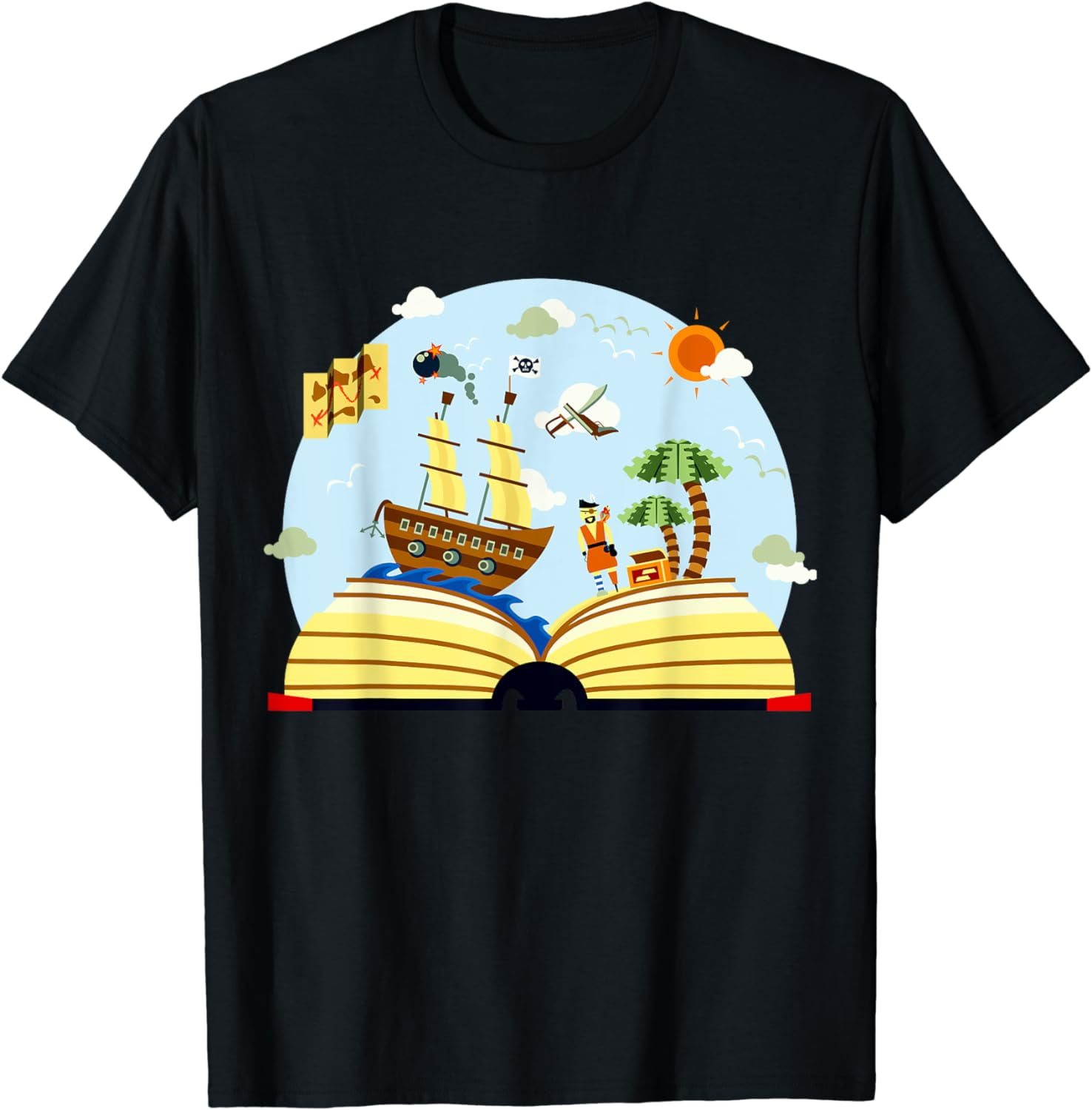 Pirate Fantasy Story Book Lovers T-Shirt - Walmart.com