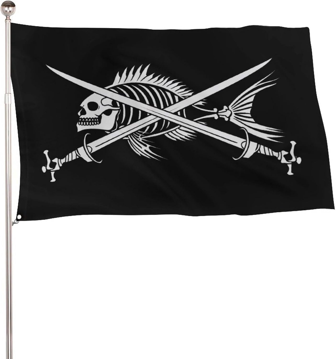 Pirate Fish Funny Garden Flag 3x5 ft Holiday Flag Banner with Grommets ...