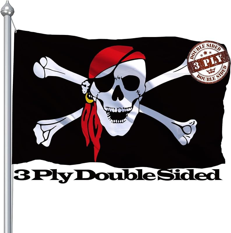 Pirate Flag 3x5 Outdoor, Double Sided Jolly Roger Flags With Red ...