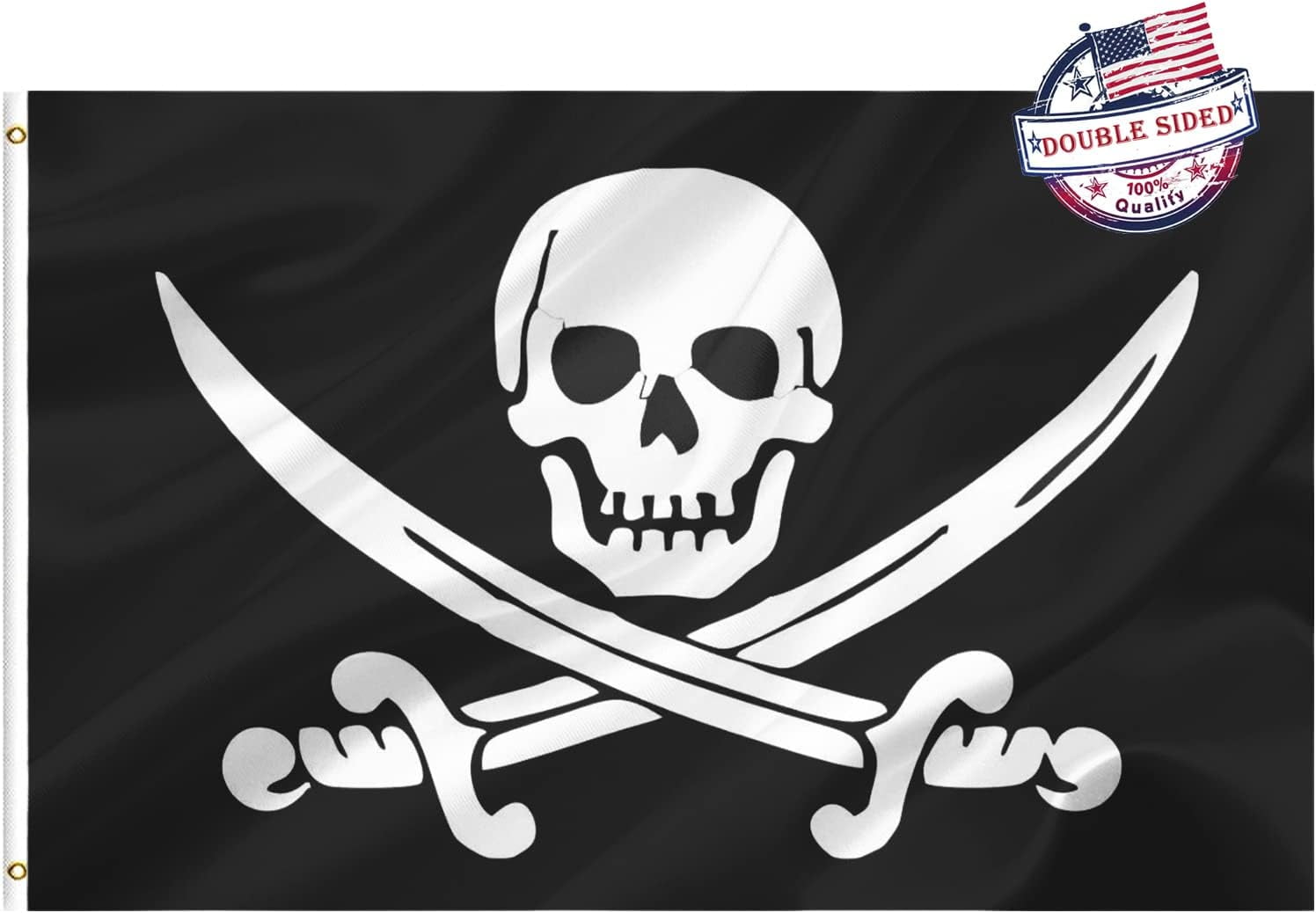 Pirate Flag Outdoor Double Sided- Heavy Duty 3ply Jolly Roger Flag ...