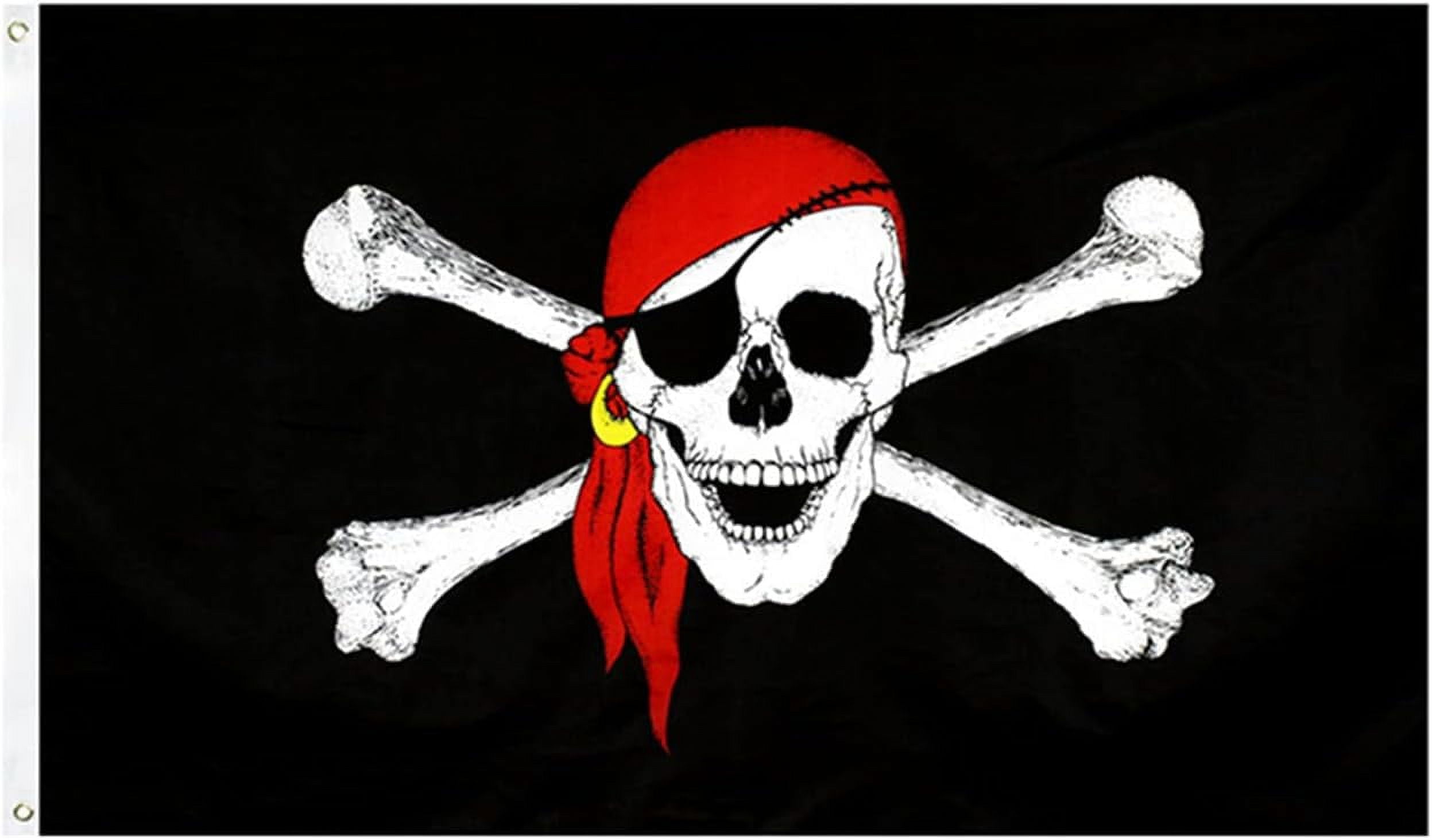 Pirate Flags Bright Jolly Roger Flag (Red Scarf) for Layout Indoor ...