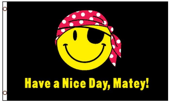 Pirate Happy Face Flag Have a Nice Day Matey Jolly Roger 3 x 5 Smiley ...