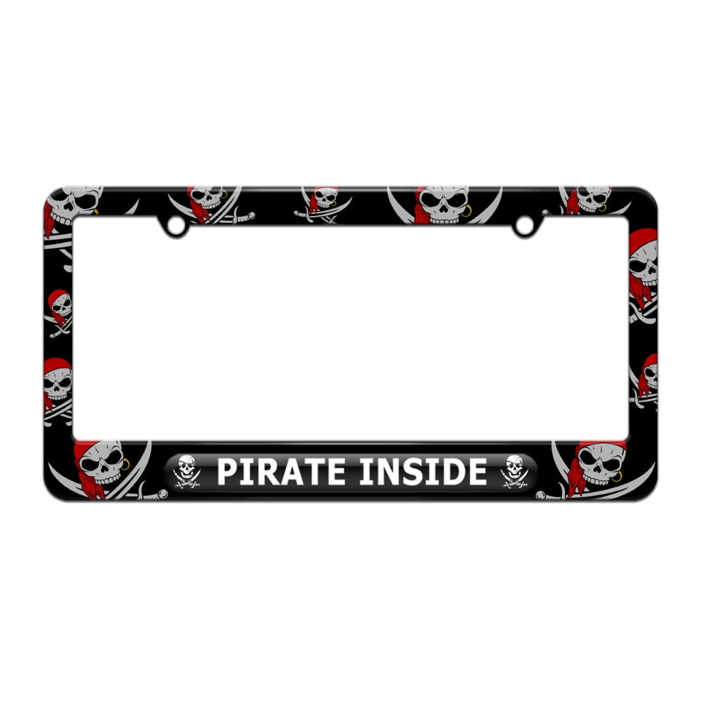 Pirate Inside License Plate Tag Frame - Skull Swords Design - Walmart.com