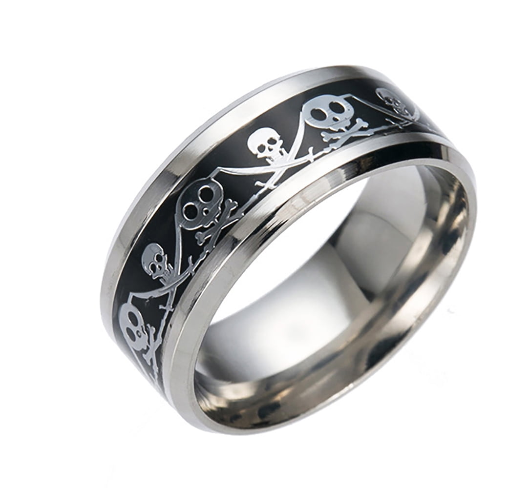 Pirate Jack Wedding Band for Men Stainless Steel Ring for Women Ginger ...