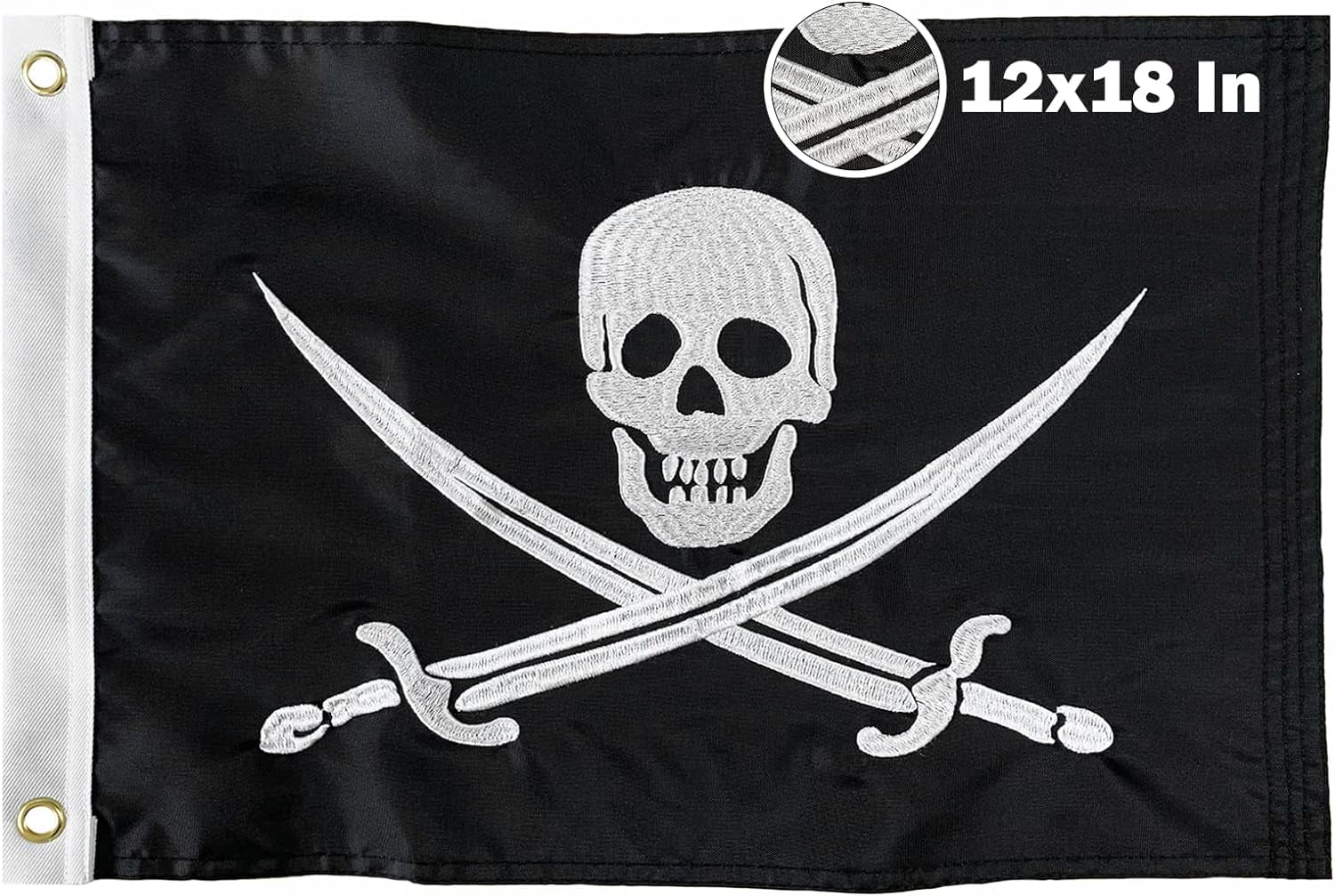 Pirate Jolly Roger Flag 12x18 Inches White Pirate Flags for Boat ...