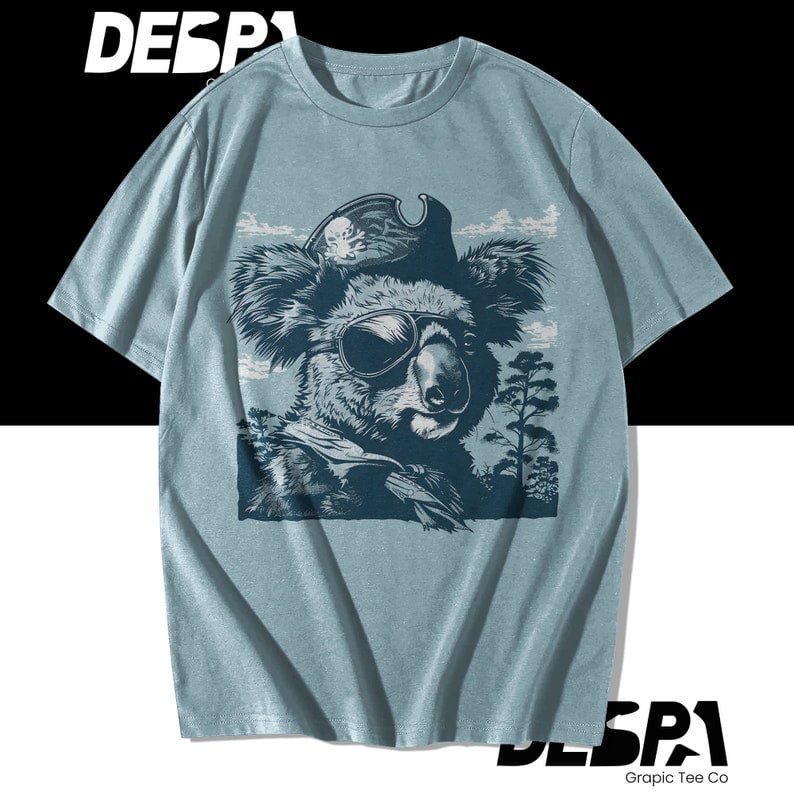 Pirate Koala Tee, Cute Koala with Eye Patch & Pirate Hat, Funny Animal ...