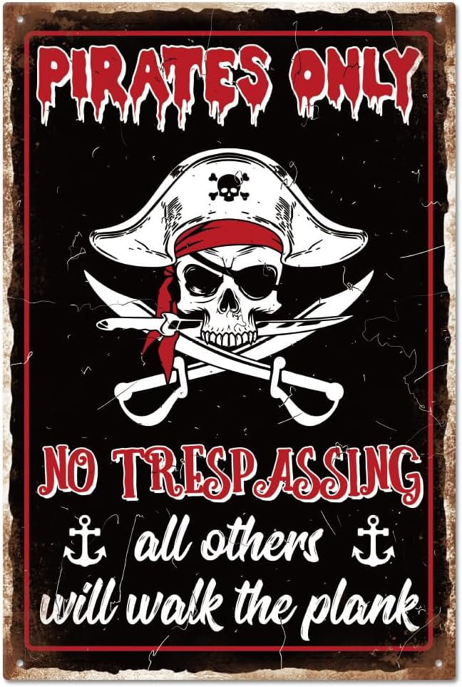 Pirate Metal Tin Sign 8×12inch Retro Personalized Signs Pirate Skull ...