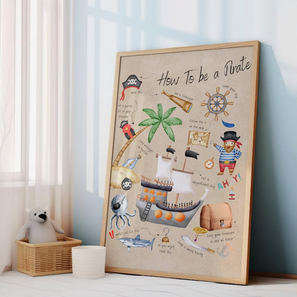 Pirate Nursery Poster, Pirate Bedroom Decor, Pirate Poster, How To Be A ...
