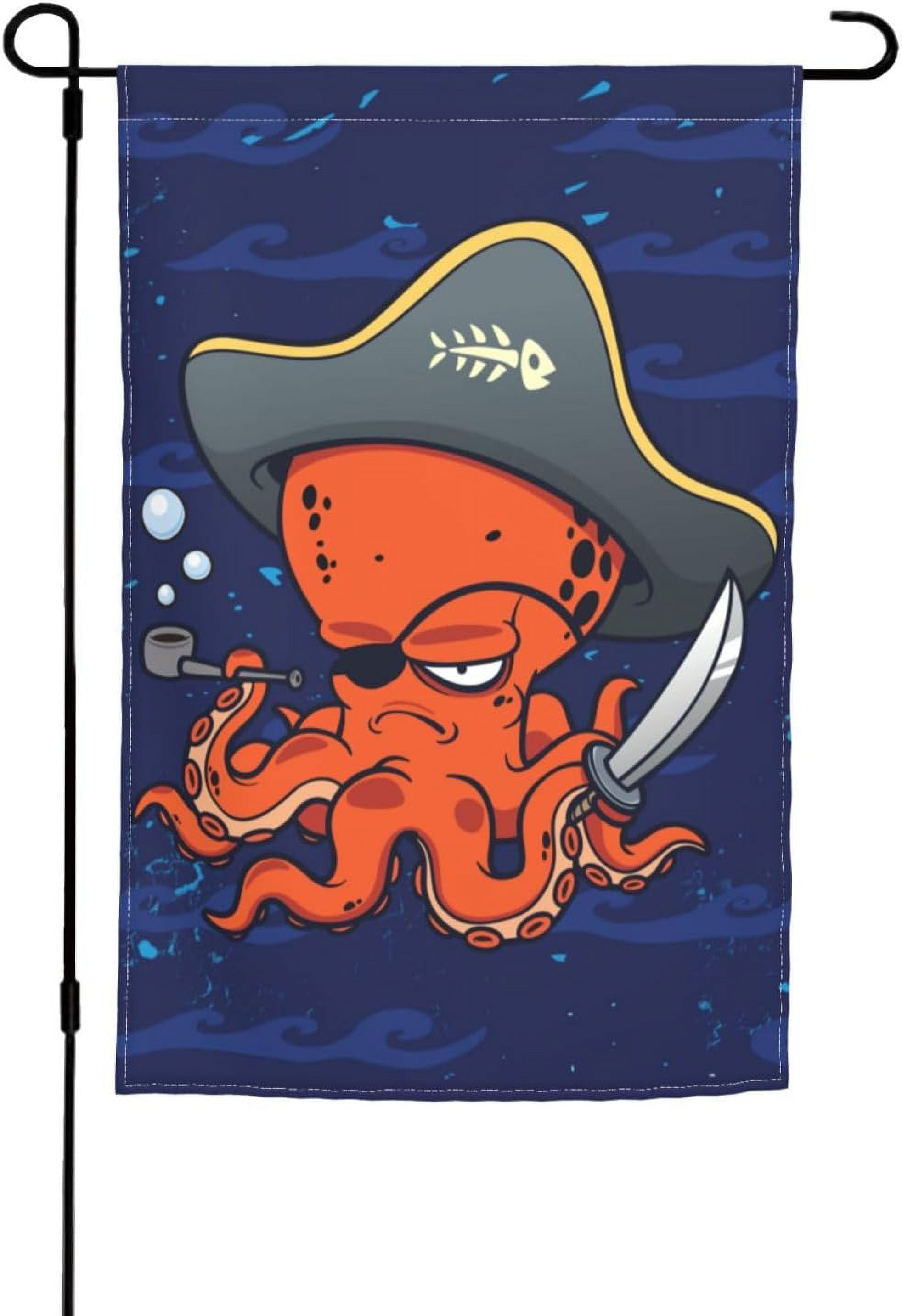 Pirate Octopus Garden Flag 12x18 Inch Outdoor Gifts Sea Mini Yard House ...