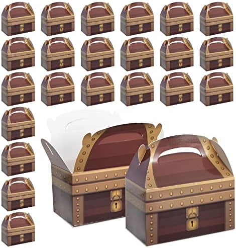 Pirate Party Favor Boxes - 24-Pack Paper Brown 6 x 3.3 x 3.6 in ...
