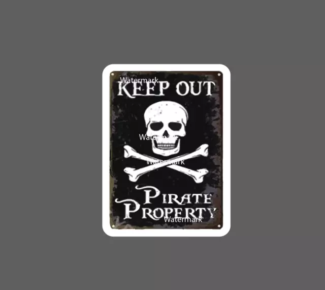 Pirate Property Sticker Keep Out Skull Sticker Phone Decal Water Bottle ...