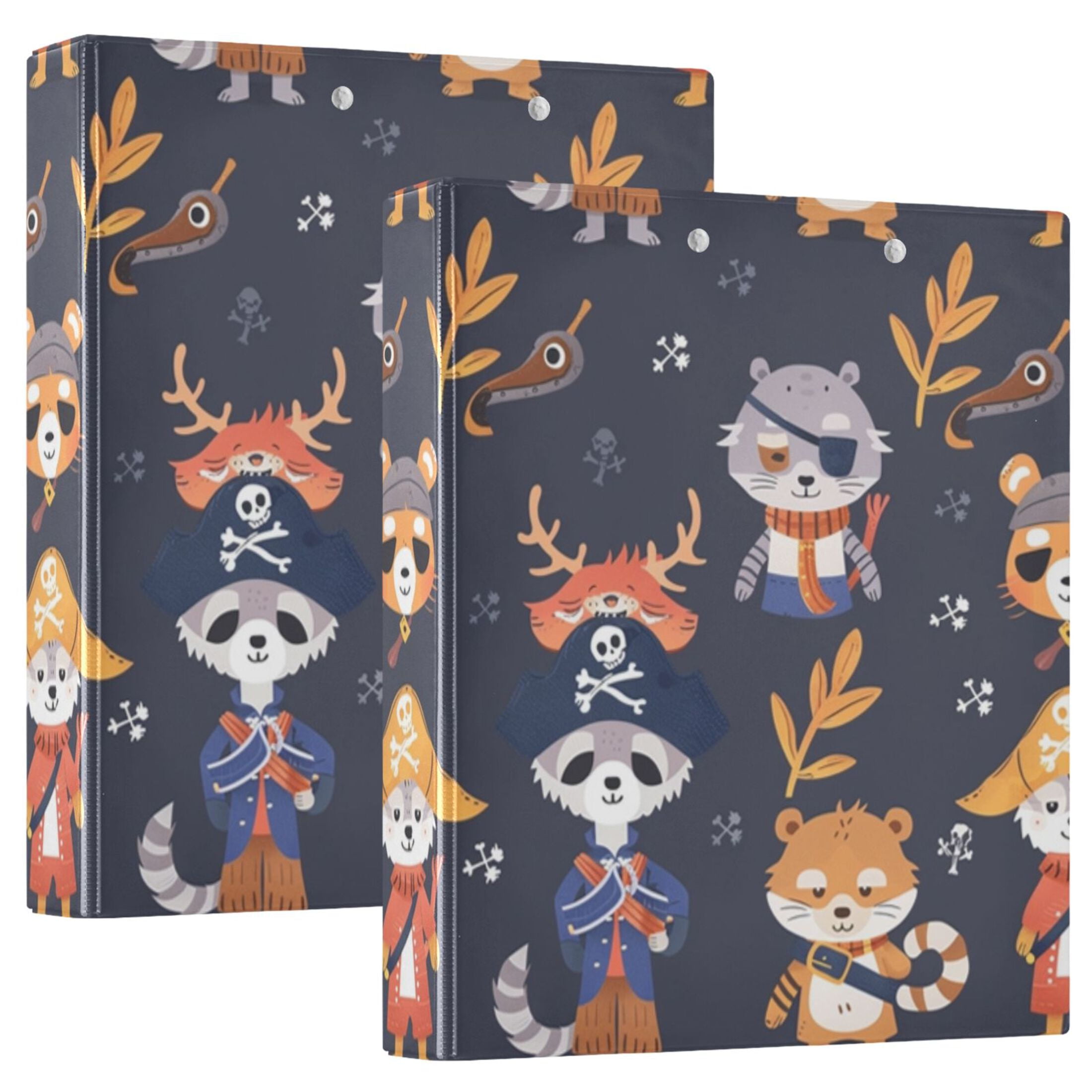 Pirate Raccoons Leaves 3 Ring Binders 1.5 inch Hardcover File Folders ...
