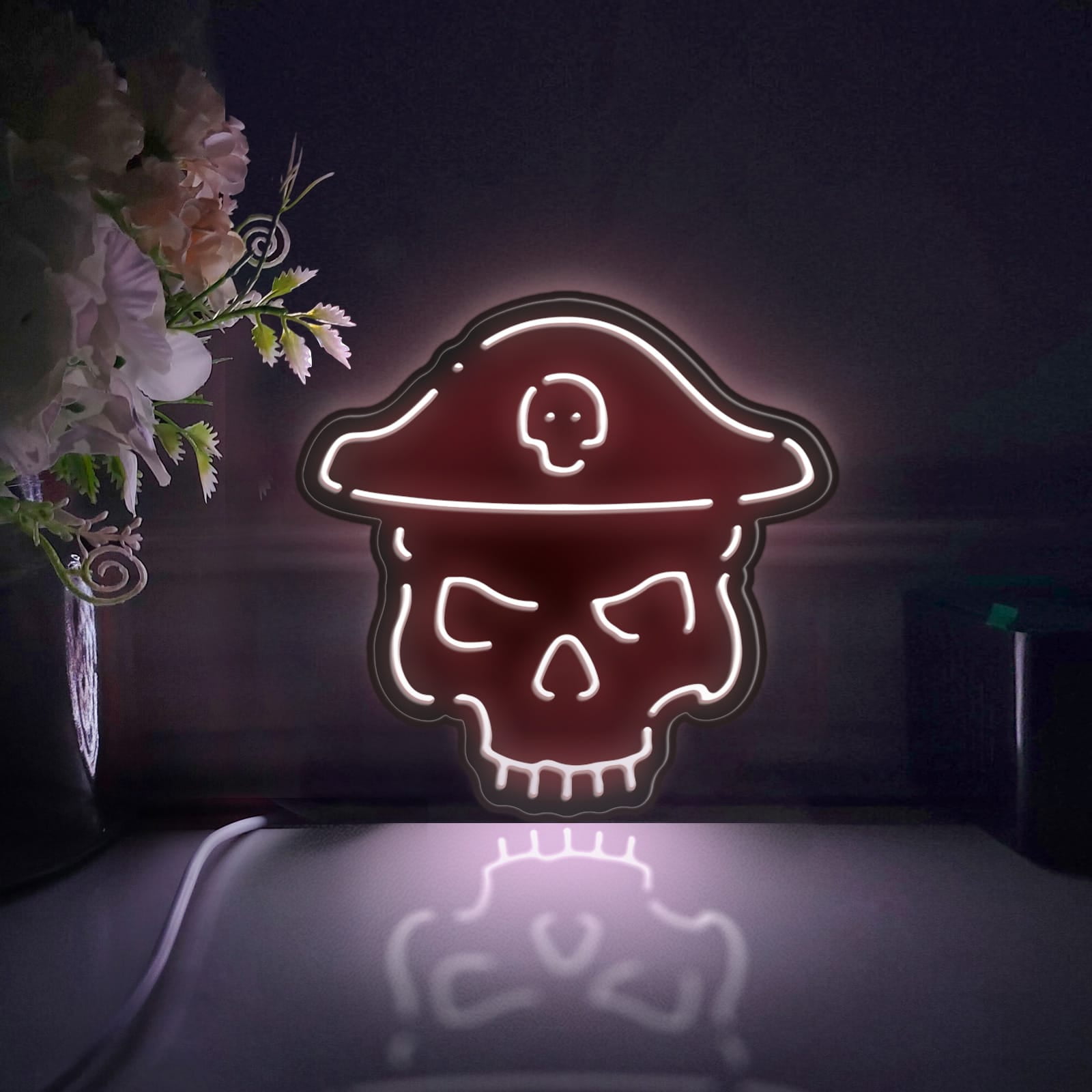 Pirate Roger Led Light Box, Dimmable Neon-Like Light Signs USB Power ...