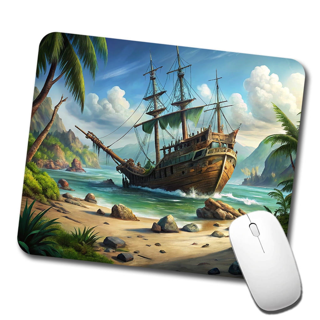 Pirate Sailing Ship Shipwreck Mouse Pad Low Profile Gaming Mat ...