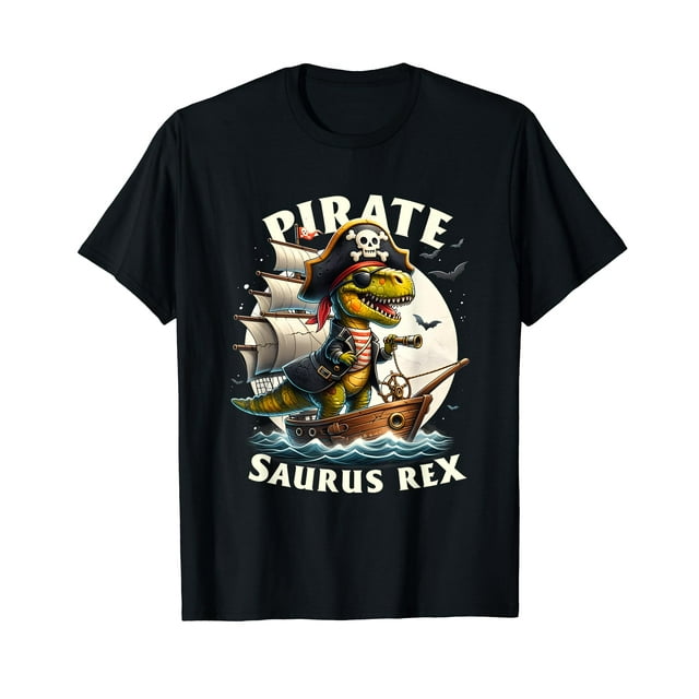 Pirate Saurus Rex Halloween T Rex Dinosaur Caribbean Pirate T-Shirt ...