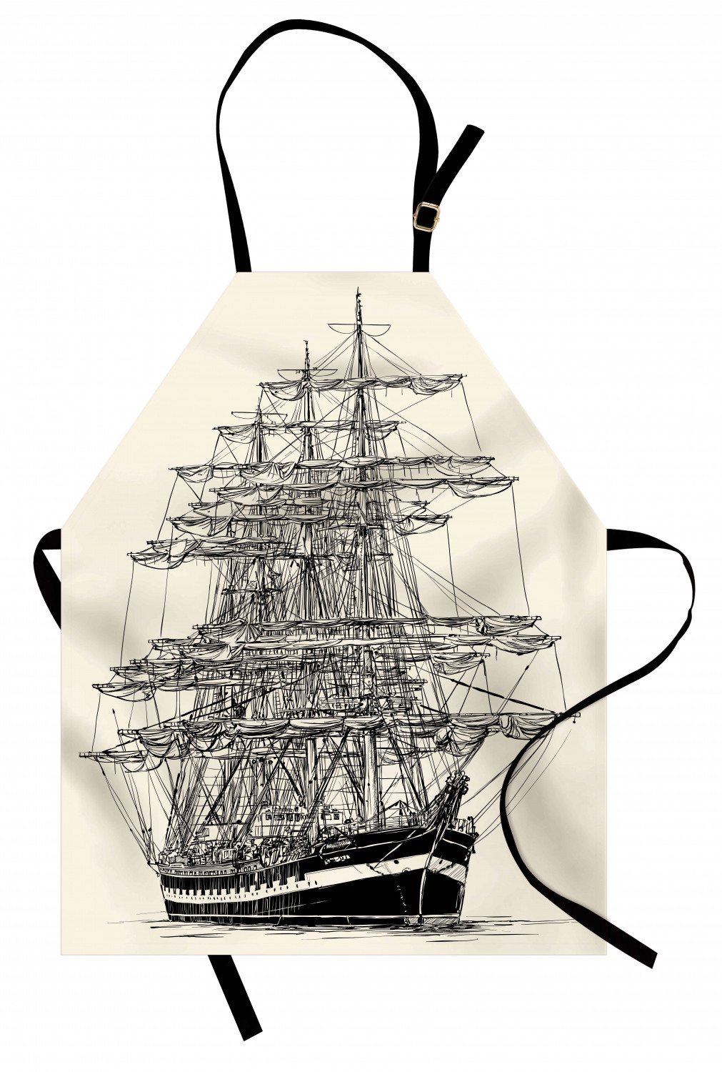 Pirate Ship Apron Sailing Boat Detailed Illustration Nautical Maritime ...