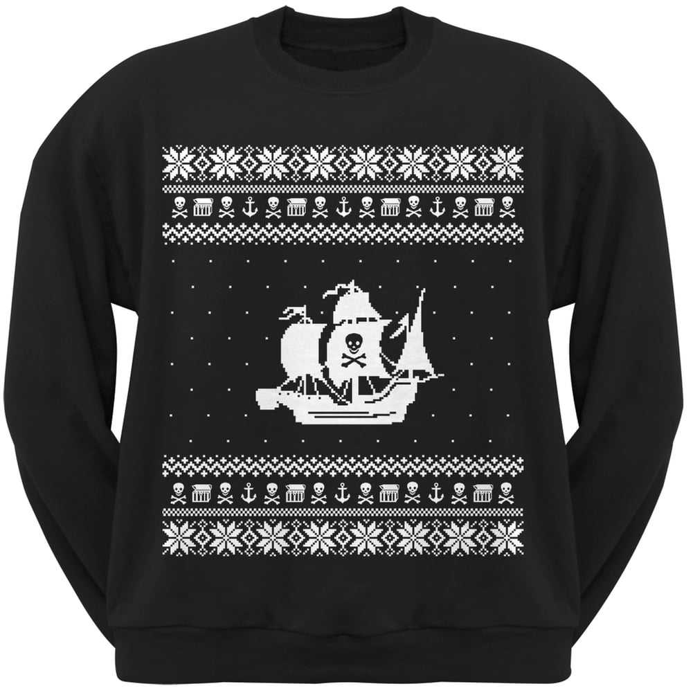 Pirate Ship Black Crew Neck Sweatshirt - Walmart.com