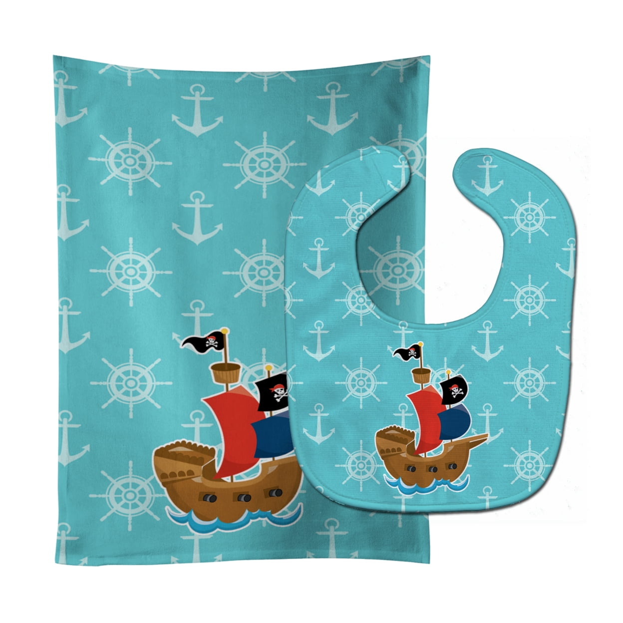Pirate Ship Blue Baby Bib and Burp Cloth - Walmart.com