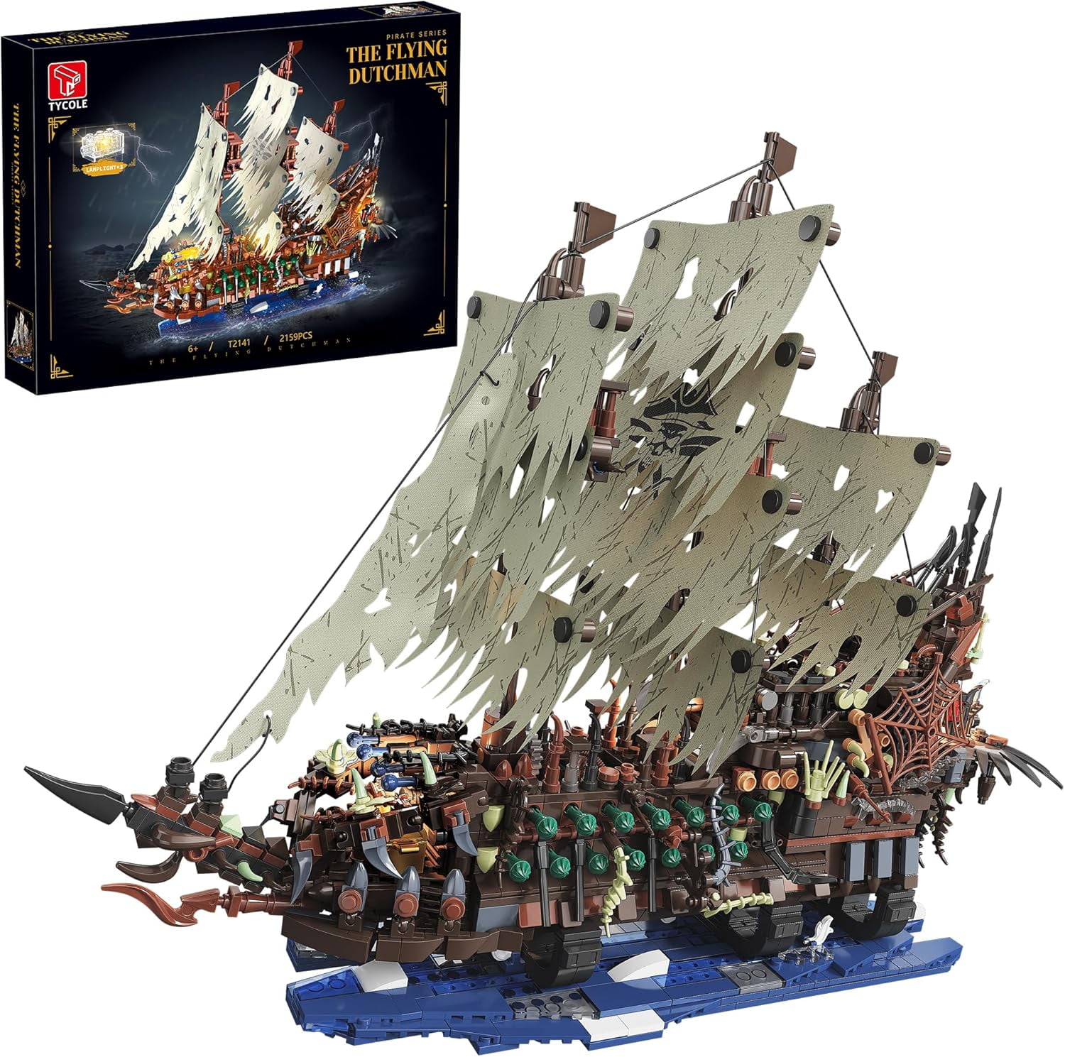 Pirate Ship Building Sets with Lights, MOC Flying Dutchman Model Toy ...