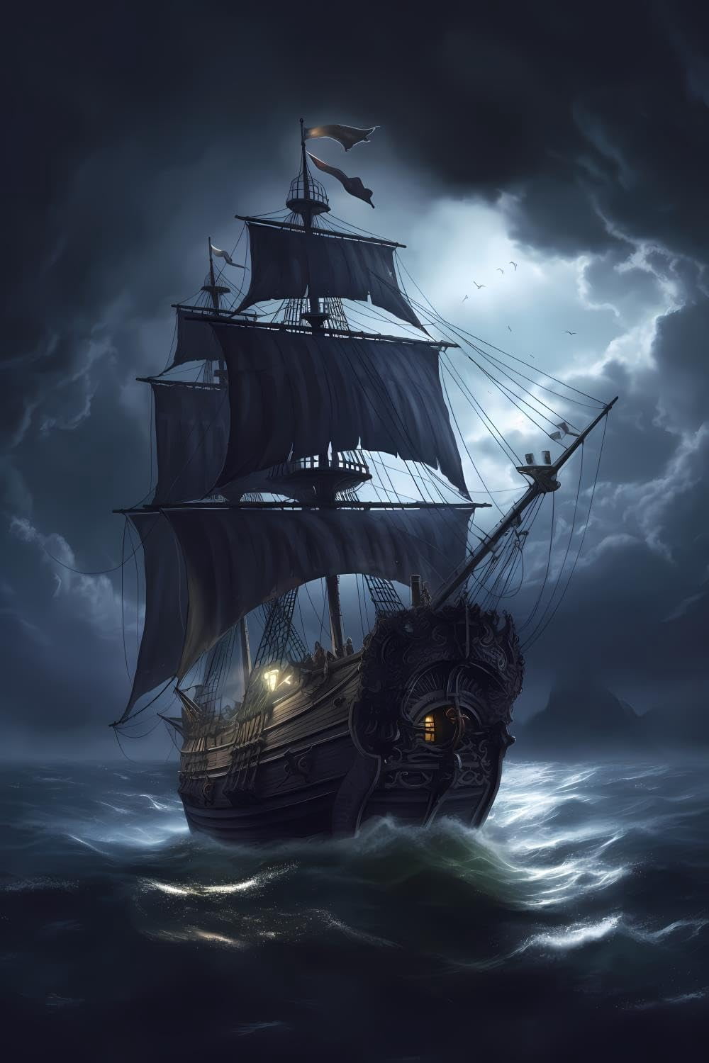 Pirate Ship in The Dark Funny Jigsaw Perfect for Brain Puzzle Lovers ...