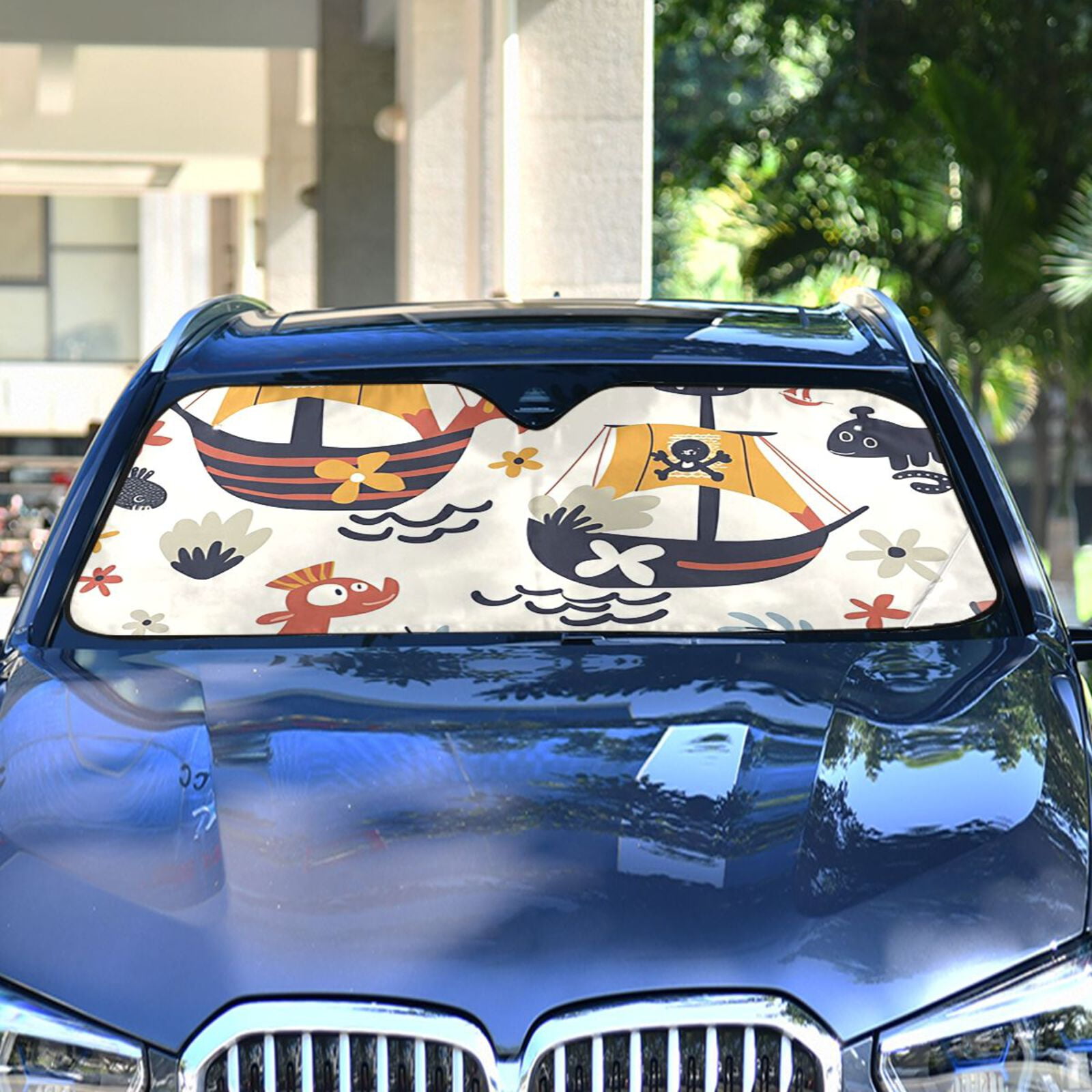 Pirate Ship Flowers Leaves Automotive Front Car Windshield Sun Shade ...